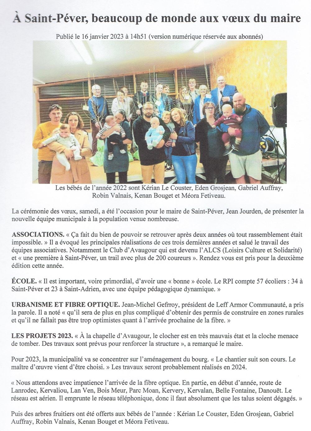 Saint-Péver - Voeux 2023